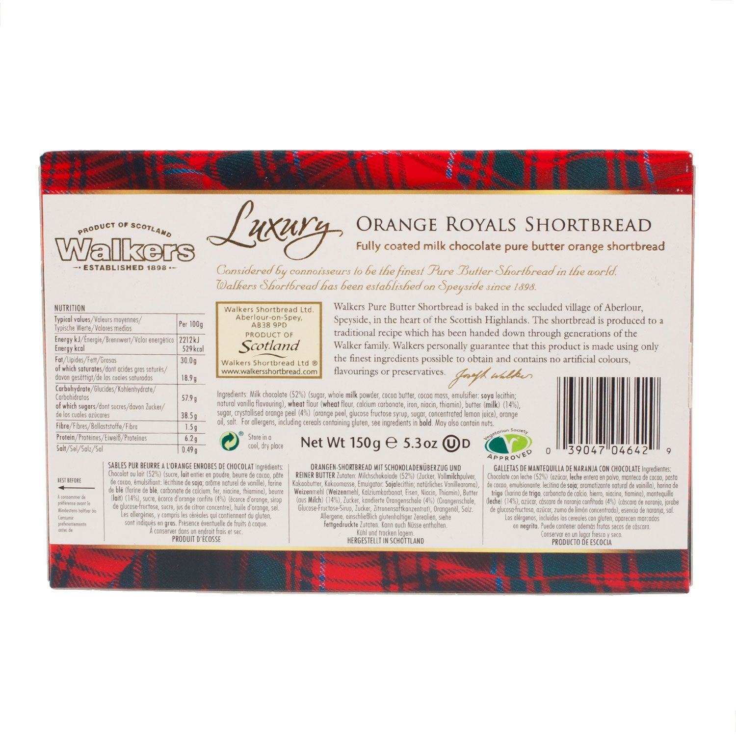 Walkers Luxury Shortbread - Orange - 150G | The Scotland Shop