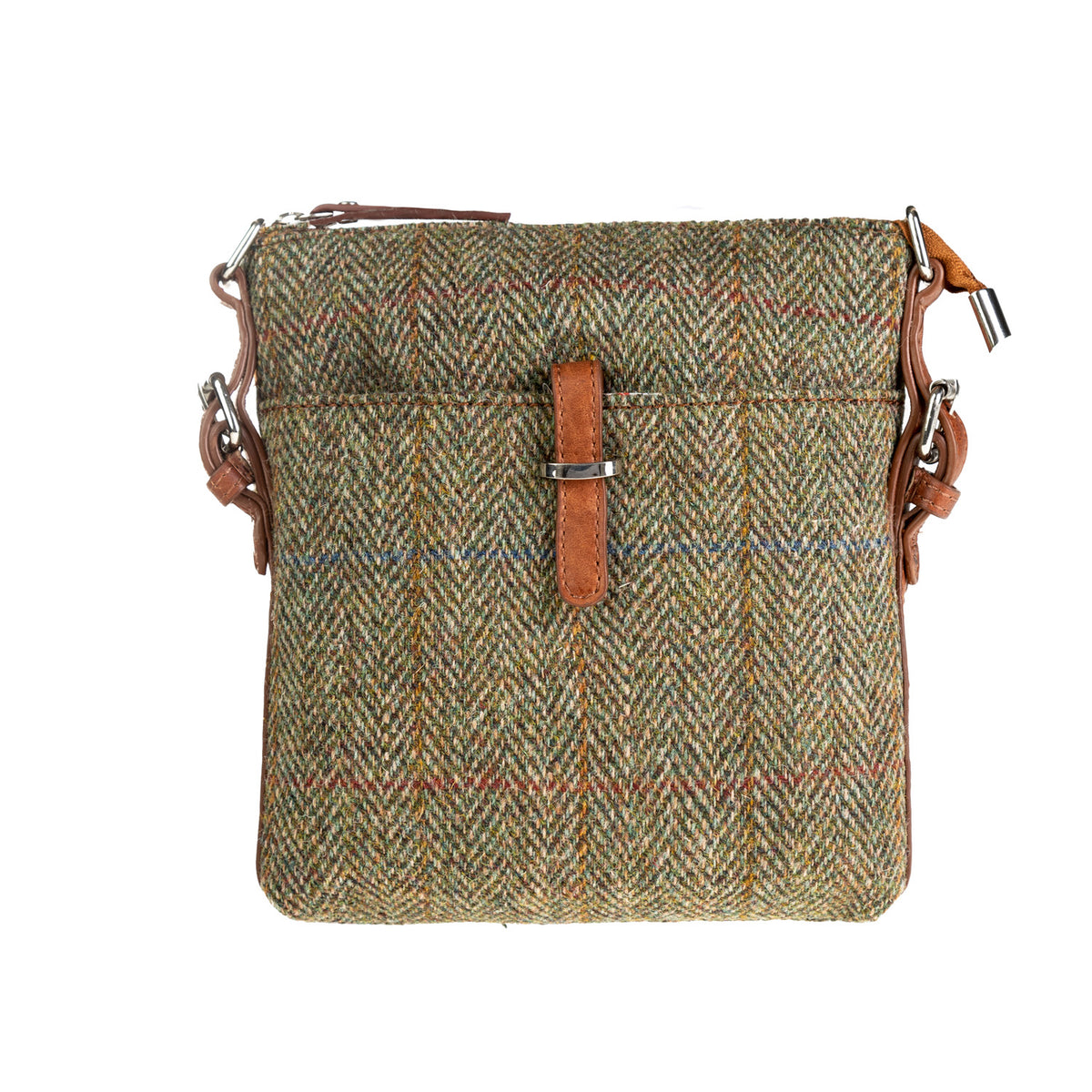 Ht Leather Crossbody Bag Lt Brown Check / Tan | The Scotland Shop