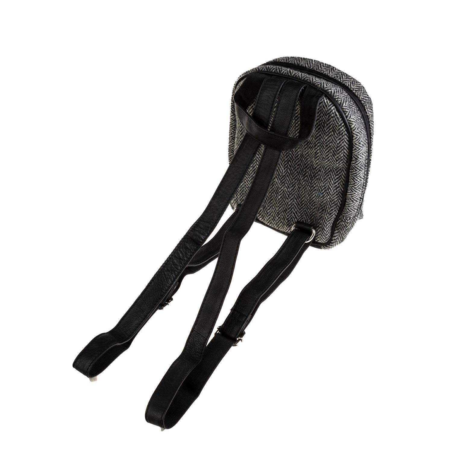 Ht Leather Small Backpack Black & White Herringbone / Black | The Scot ...