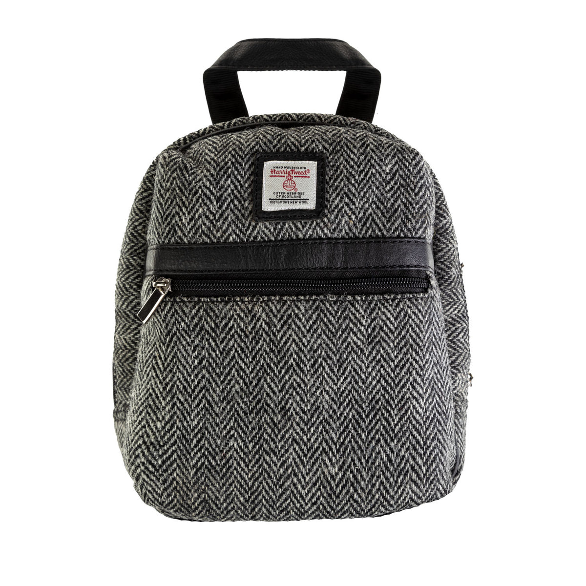 Ht Leather Small Backpack Black & White Herringbone / Black | The Scot ...