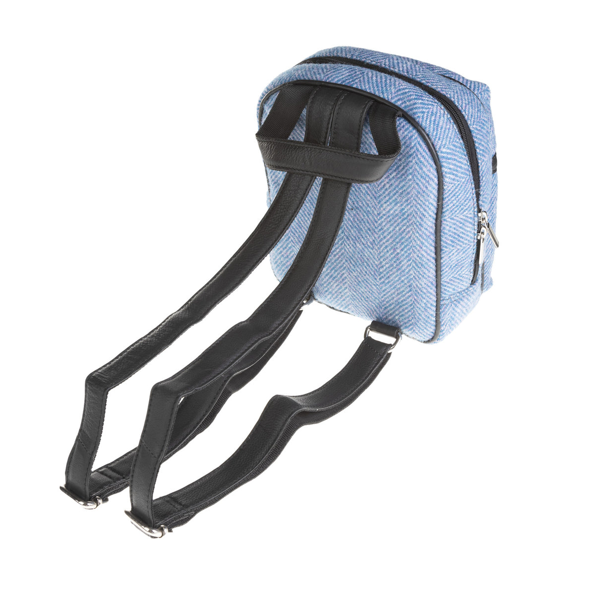 Ht Leather Small Backpack Blue & Pink Herringbone / Black | The Scotla ...