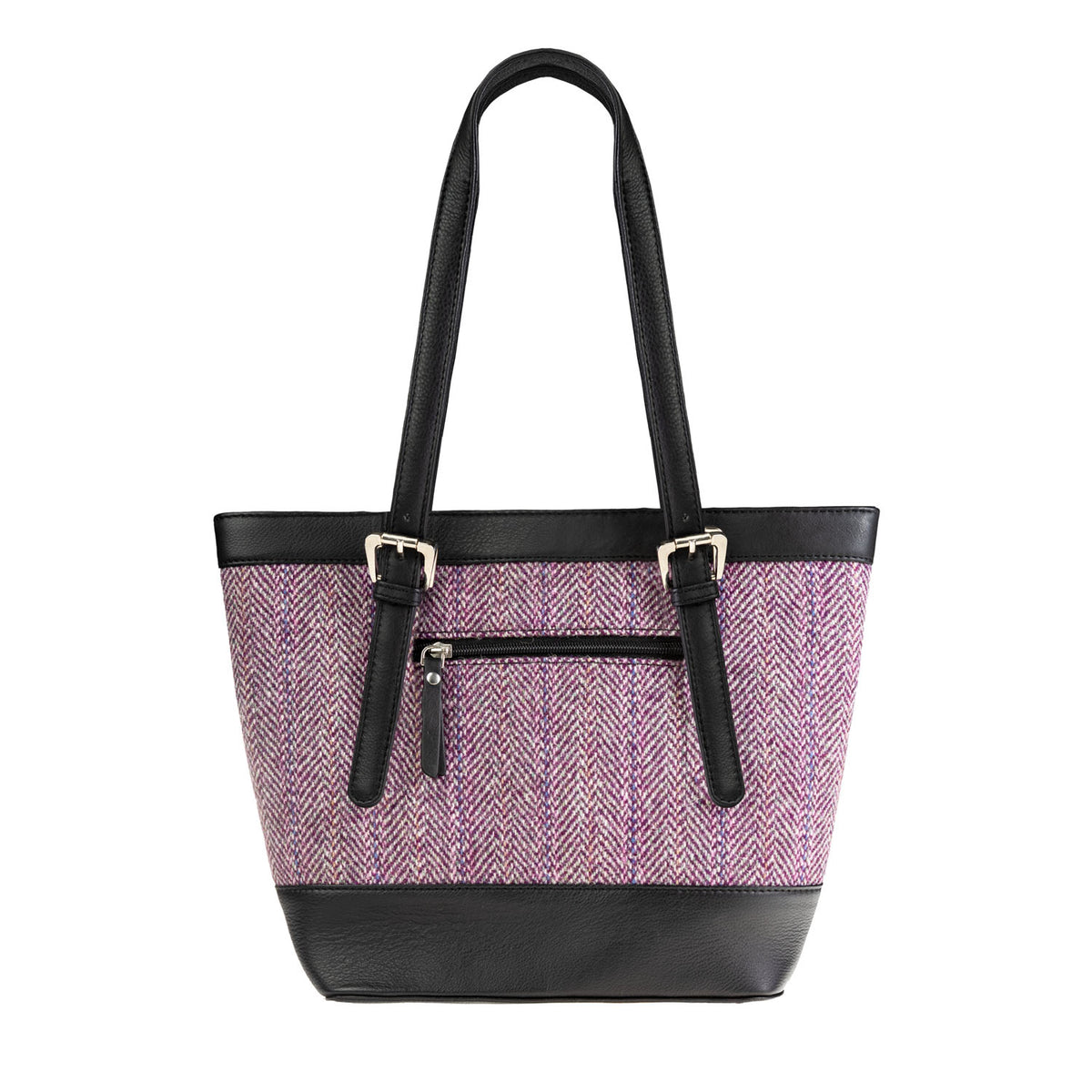 Ht Leather Tote Bag Plum Herringbone / Black | The Scotland Shop