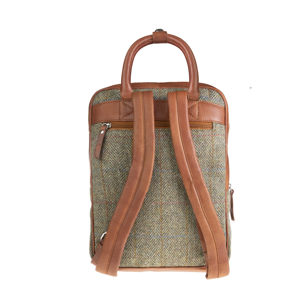 Ht Leather Large Backpack Lt Brown Check / Tan | The Scotland Shop