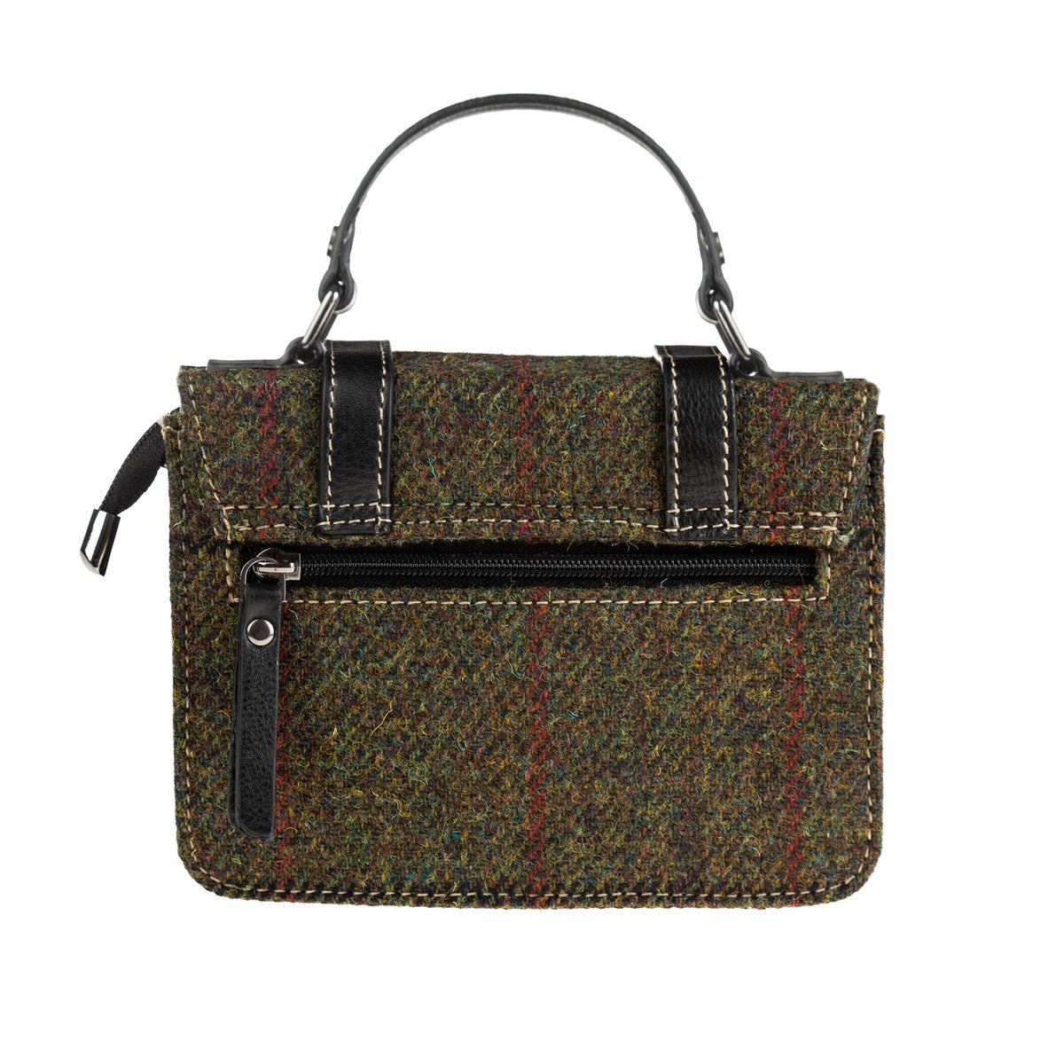 Ladies Ht Leather Mini Satchel Dark Green Check / Black | The Scotland ...