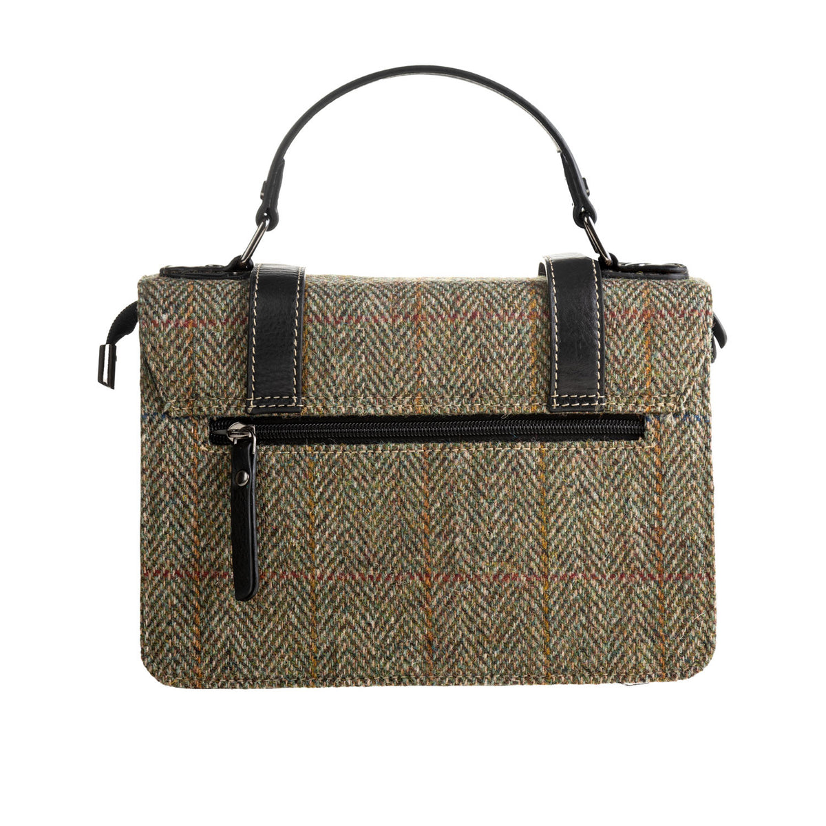 Ht Leather Satchel Bag Lt Brown Check / Black | The Scotland Shop