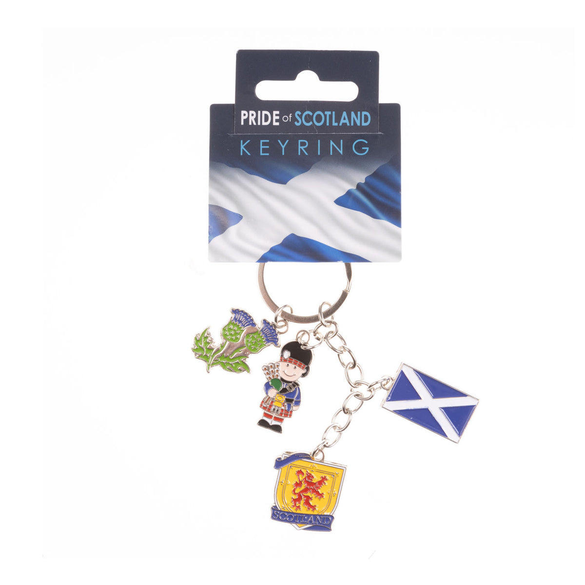 Thistle/Piper/Crest/Saltire Keyring | The Scotland Shop