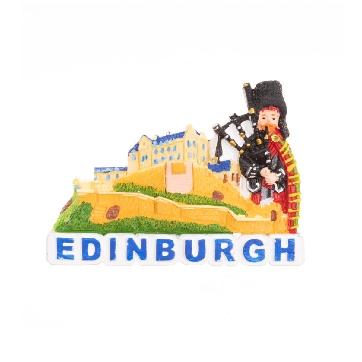 Resin Magnet - Edinburgh Castle And Pipe | The Scotland Shop