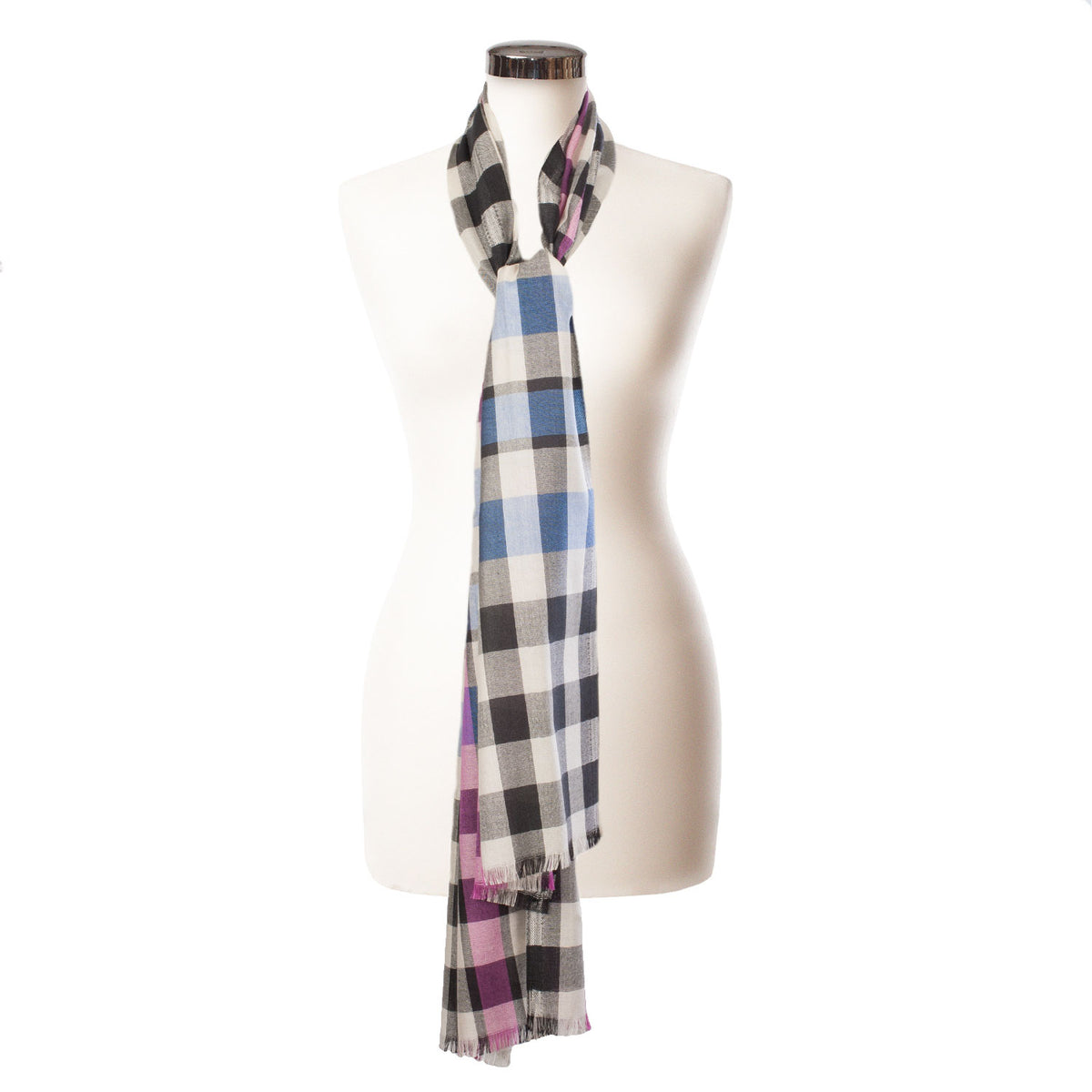 Silk/ Wool Jumbo Plaid Lightweight Stole Dark Grey | The Scotland Shop