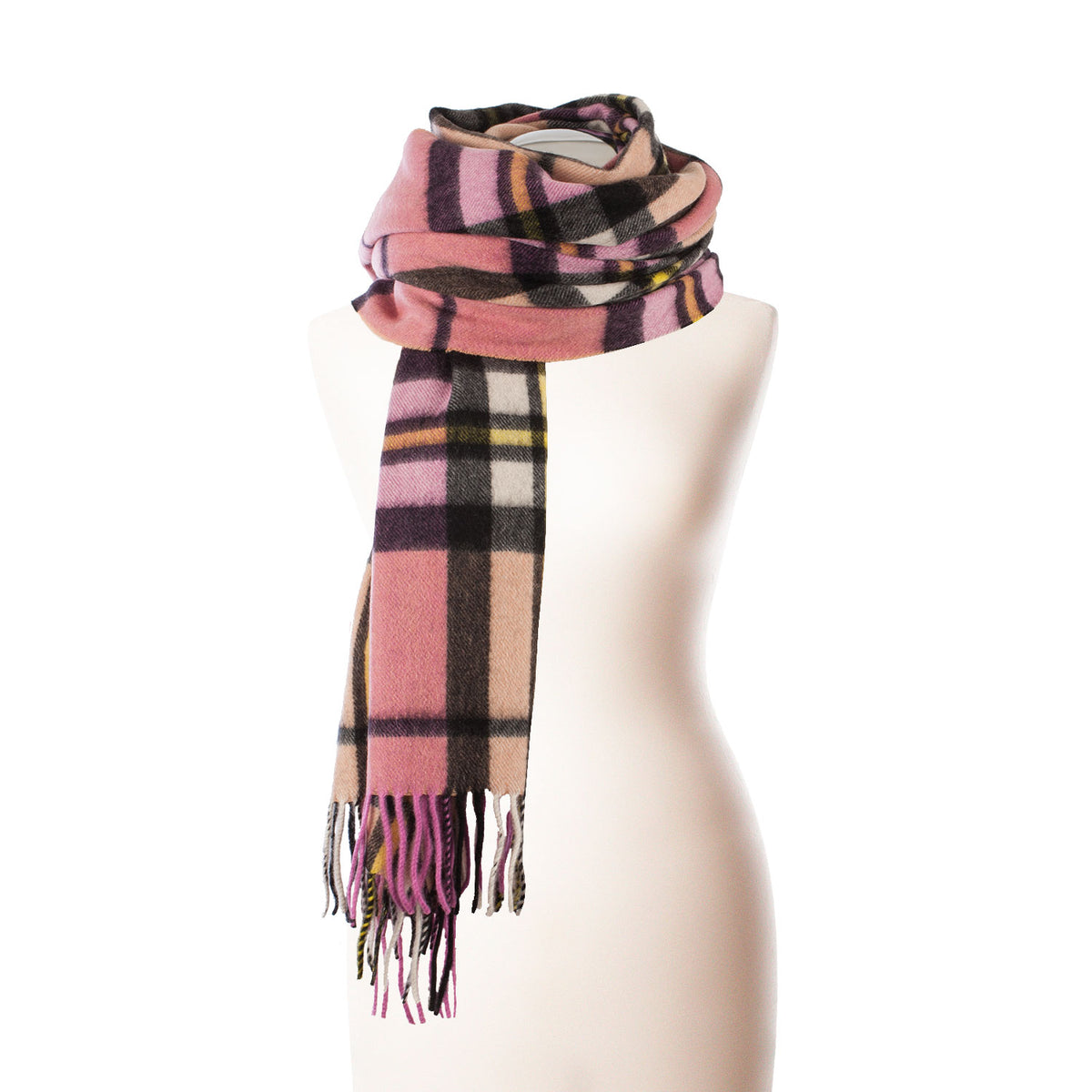 Edinburgh Cashmere Stole RASPBERRY GOLD B | The Scotland Shop