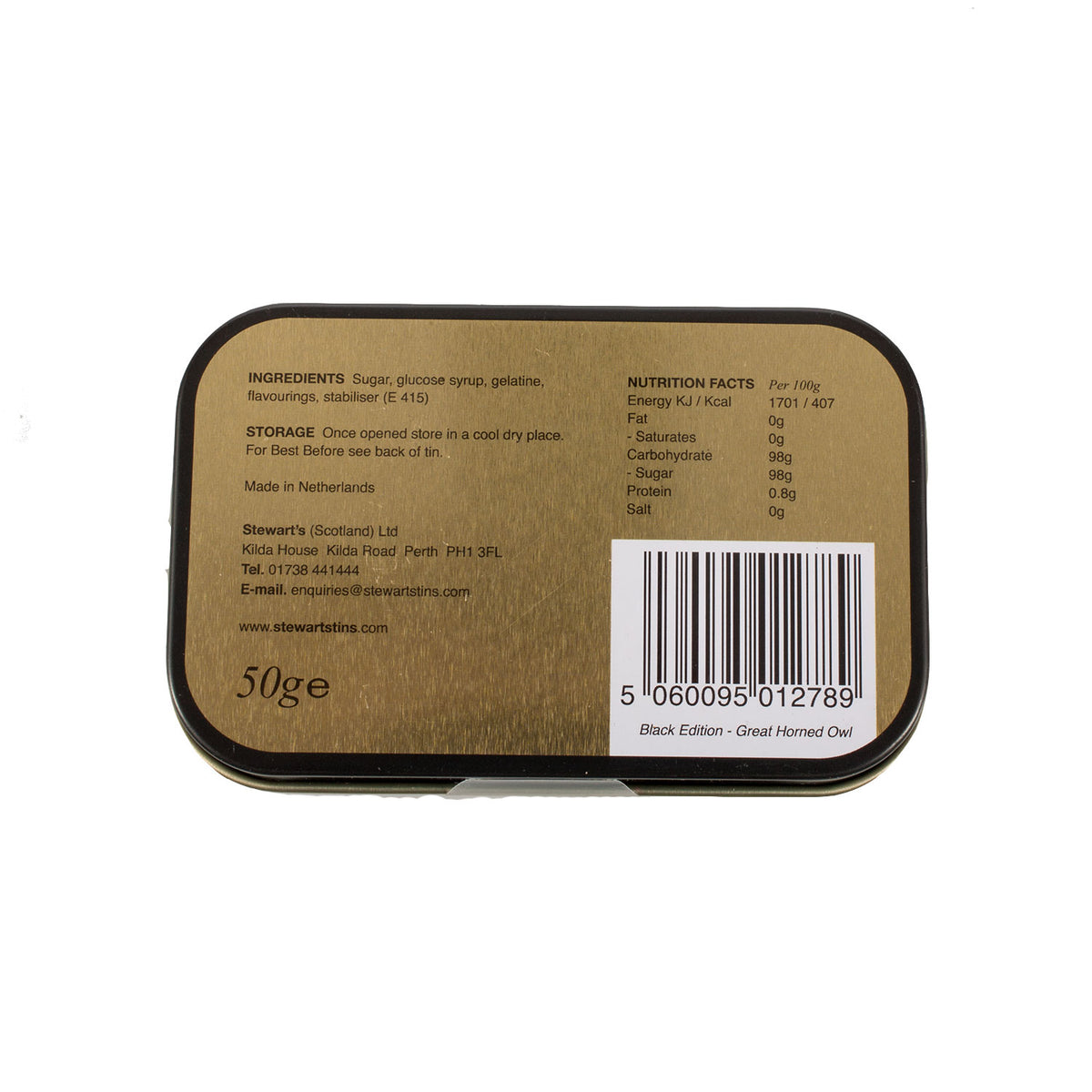 Stewarts Luxury Mints - 50G Owl Tin | The Scotland Shop