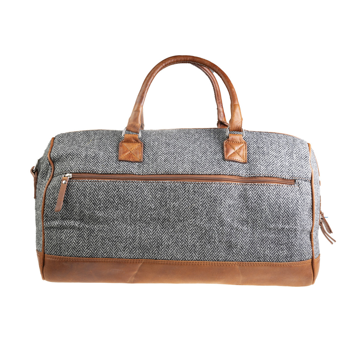 Ht Leather Weekender Bag Black & White Herringbone / Tan | The Scotlan ...
