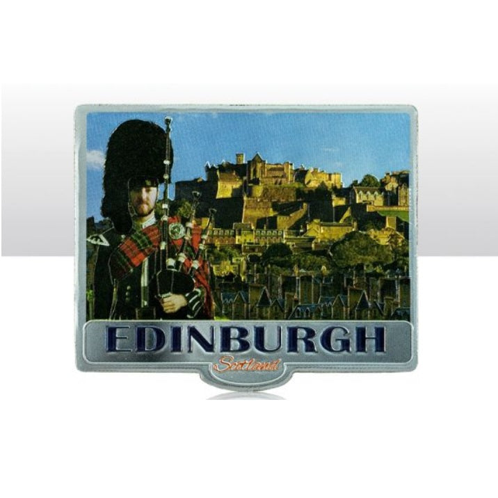 Edinburgh Castle & Piper Foil Magnet | The Scotland Shop