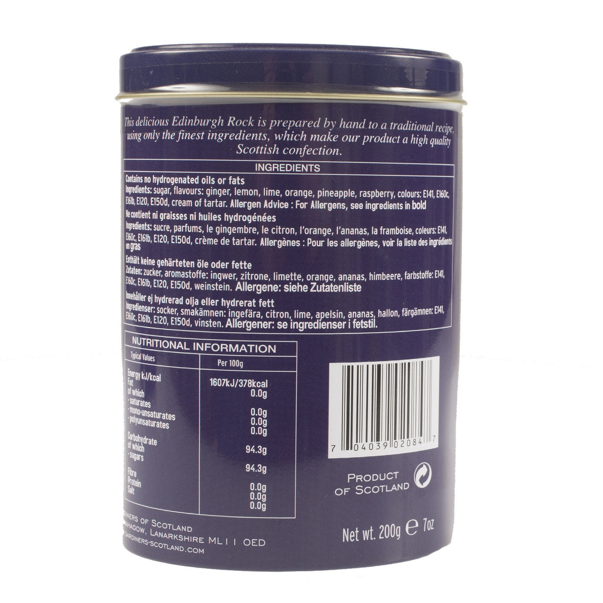 Traditional Scottish Edinburgh Rock - 200G Castle View Tin | The Scotl ...