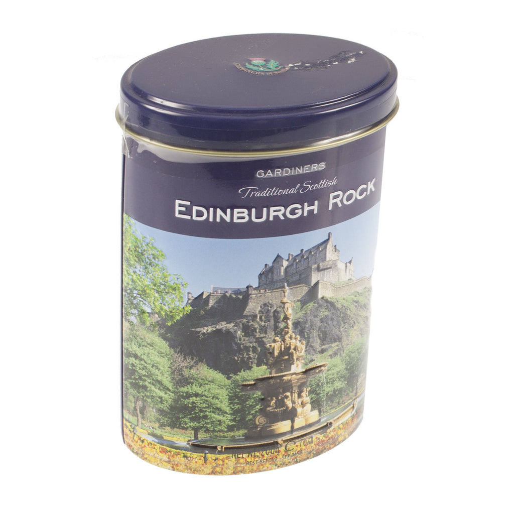 Traditional Scottish Edinburgh Rock - 200G Castle View Tin | The Scotl ...