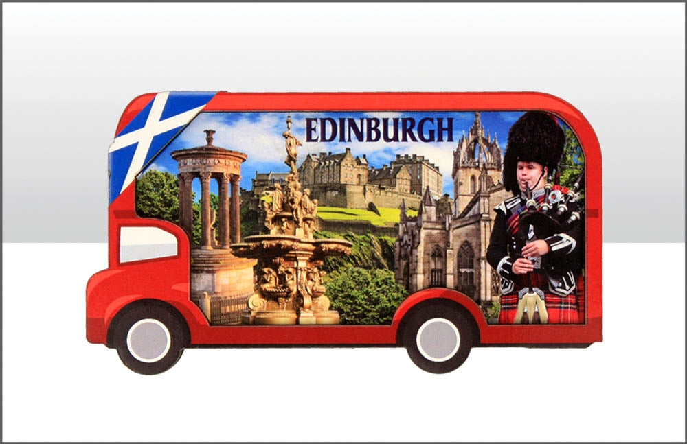 Edinburgh Montage Bus Wood Magnet | The Scotland Shop