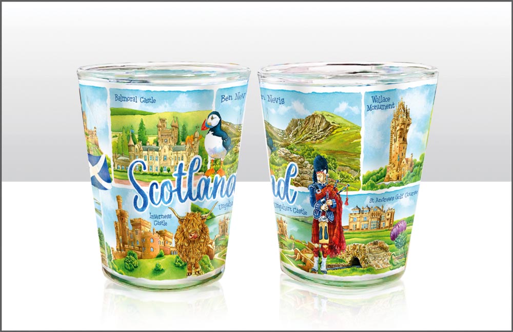Scotland Watercolour Shot Glass | The Scotland Shop