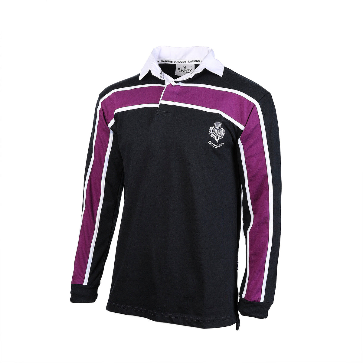 Gents L/S Purple Stripe Rugby Shirt | The Scotland Shop