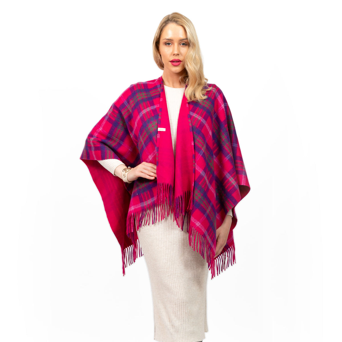 Dunedin Cashmere Double Sided Mini Cape TARANSAY PINK/PINK | The Scot ...