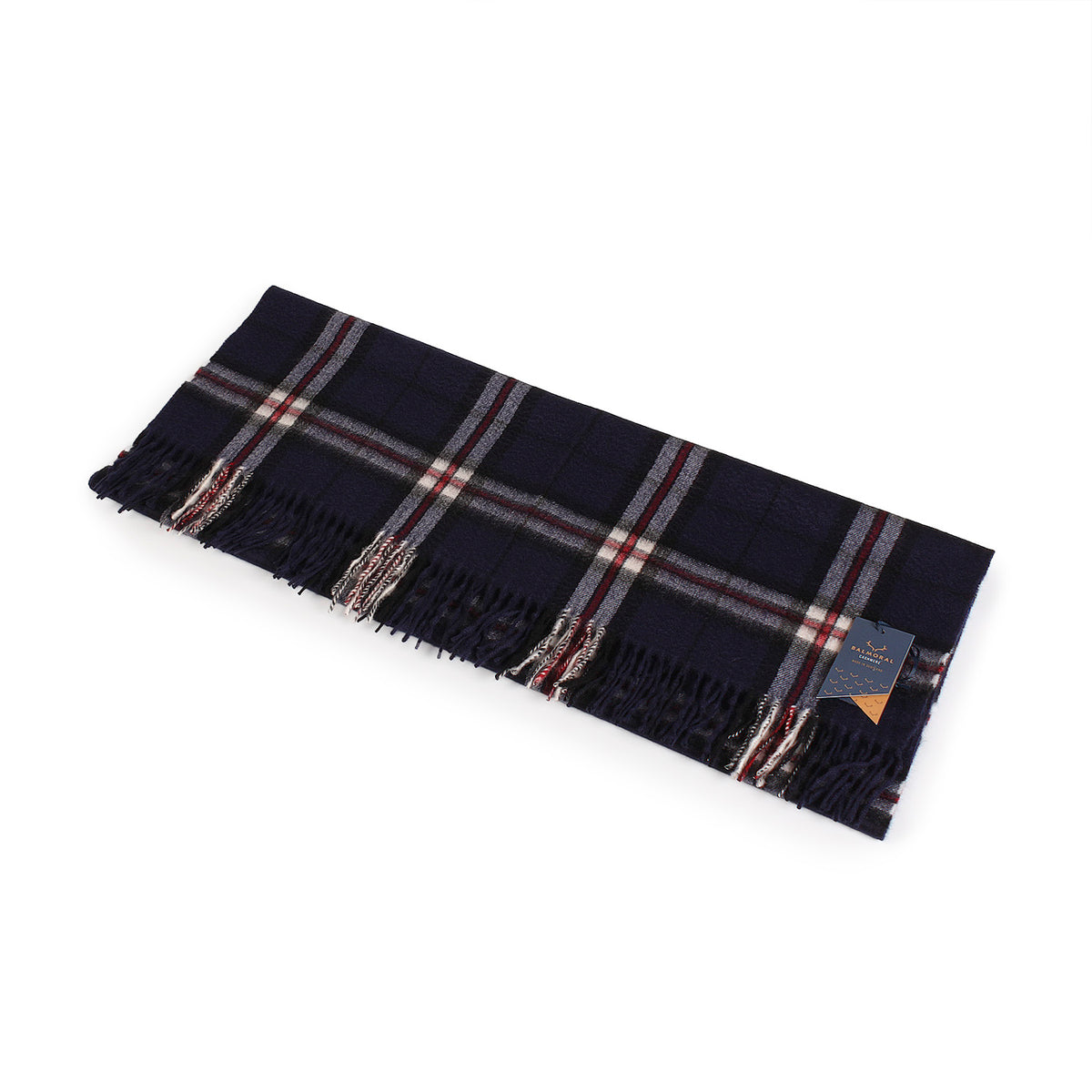 Balmoral 100% Cashmere Woven Stole Thomson Navy | The Scotland Shop