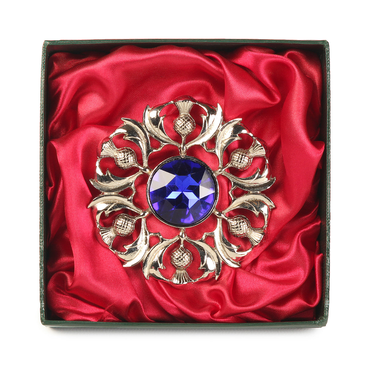 Scottish Thistle Plaid Brooch Blue | The Scotland Shop