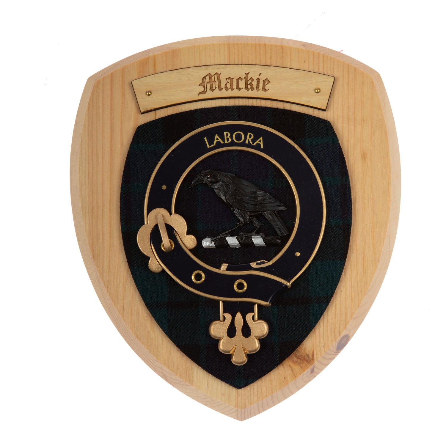 Wooden Clan Crest Wall Plaque Mackie | The Scotland Shop