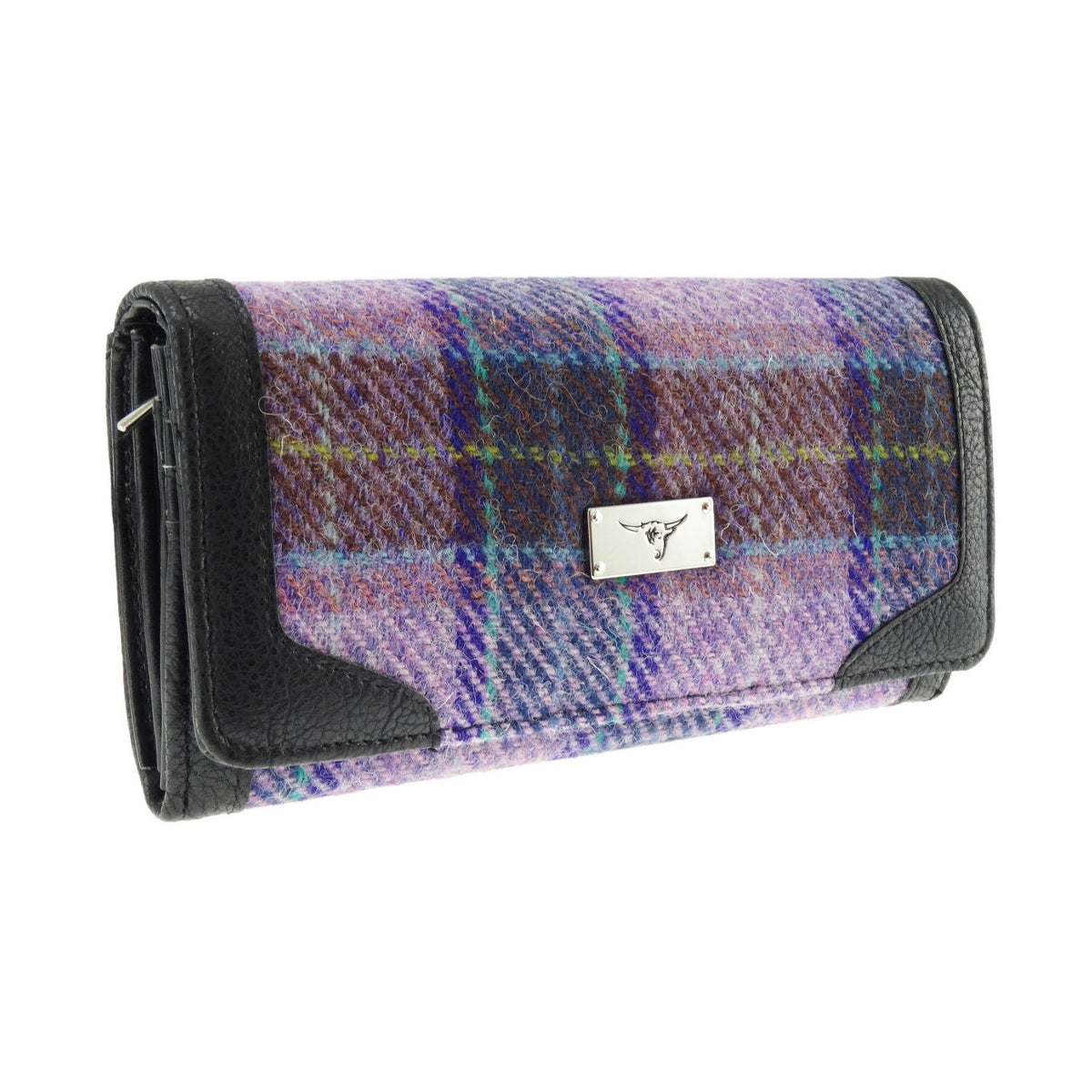 Women's Harris Tweed Bute Long Purse PINK/LILAC CHECK | The Scotland ...