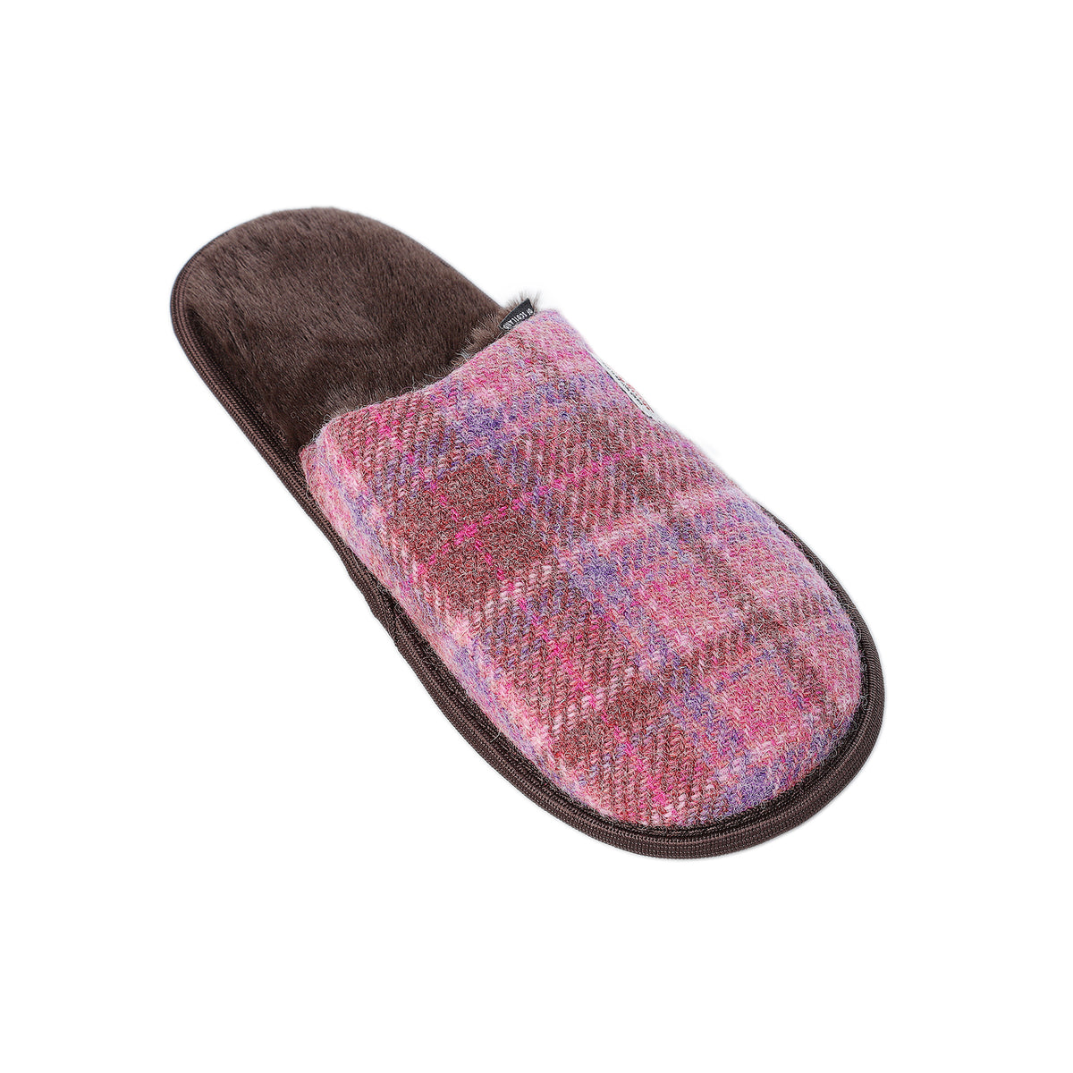 Harris Tweed Slippers Pink Check | The Scotland Shop